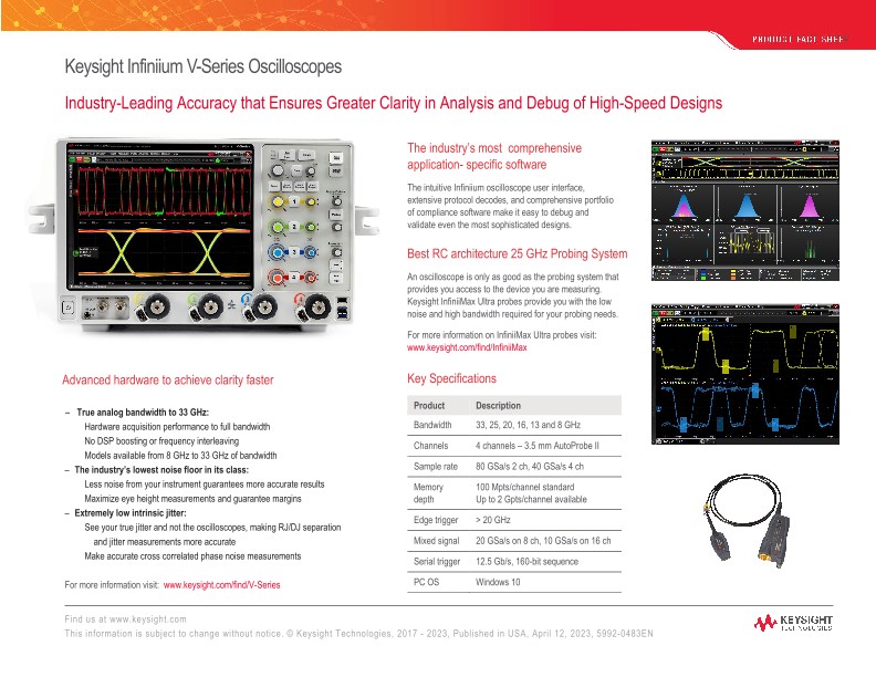 Keysight Infiniium V-Series Oscilloscopes PDF Asset Page | Keysight
