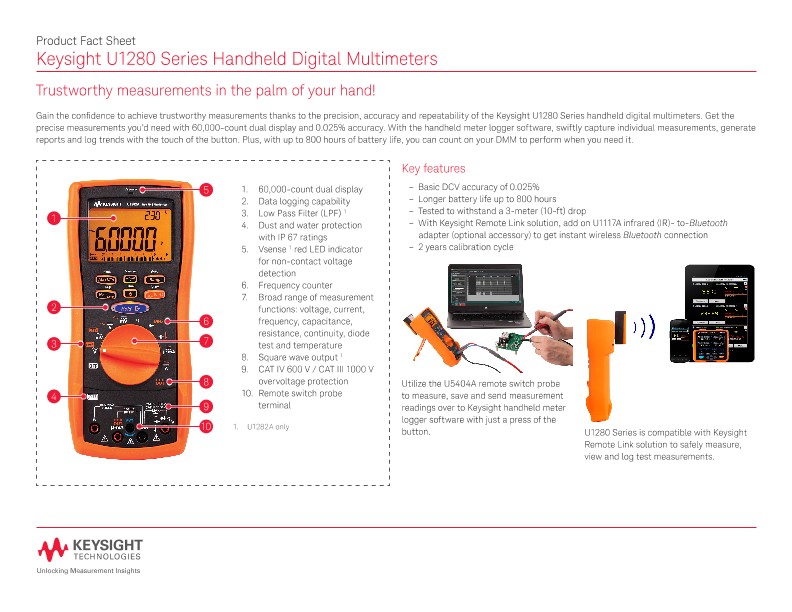U1280 Series Handheld Digital Multimeters PDF Asset Page | Keysight
