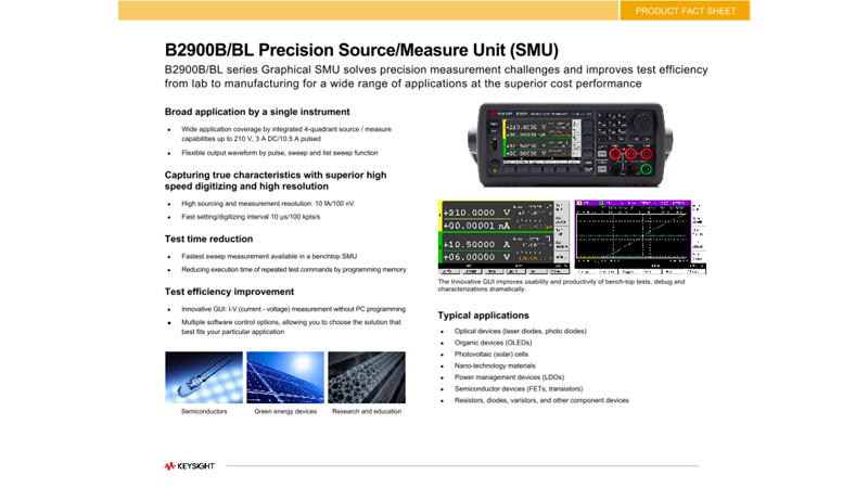 B2900 Series Precision Source/Measure Units (SMU) | Keysight
