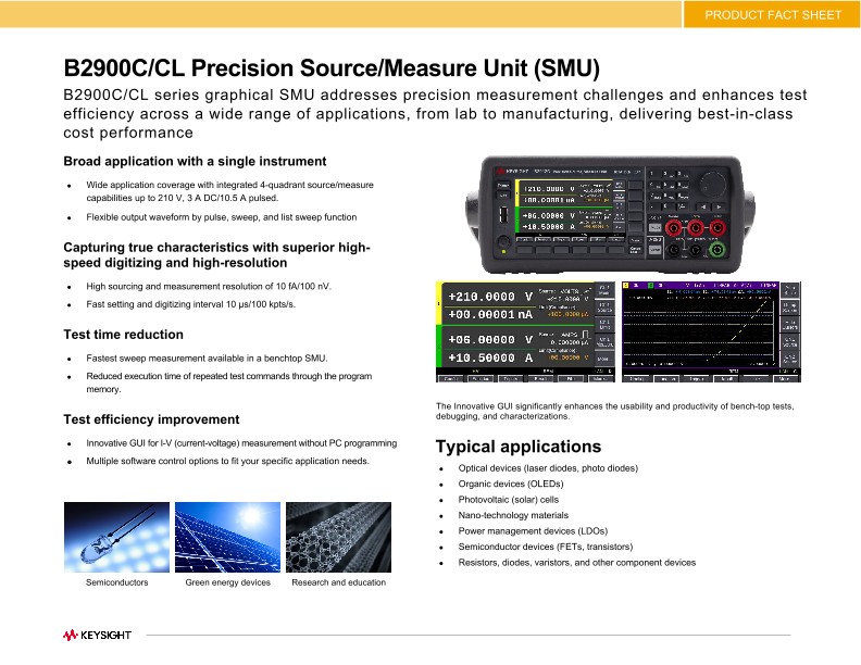 B2900C/CL Precision Source/Measure Unit (SMU) PDF Asset Page | Keysight
