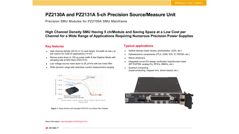 PZ2100 Series High-Channel Density Precision SMU | Keysight