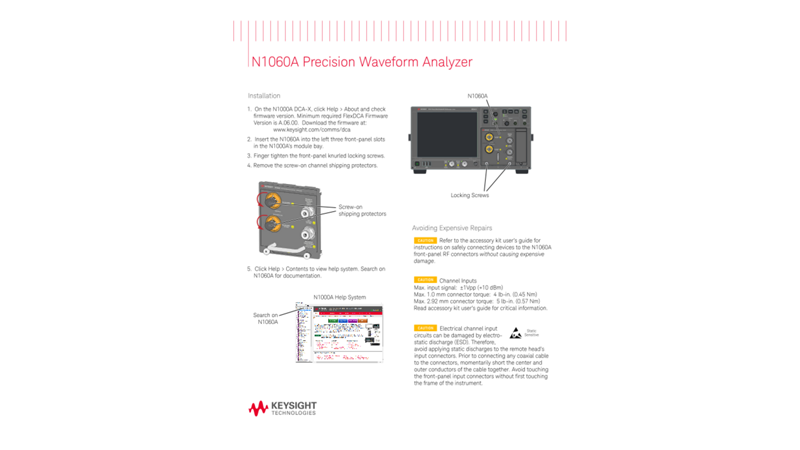 N1060A 50/85 GHz Precision Waveform Analyzer | Keysight