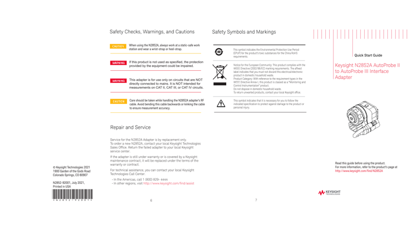 N2852A AutoProbe II to AutoProbe III Interface Adapter | Keysight