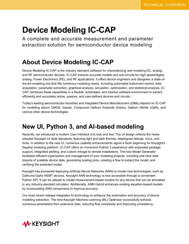 Device Modeling IC-CAP PDF Asset Page | Keysight