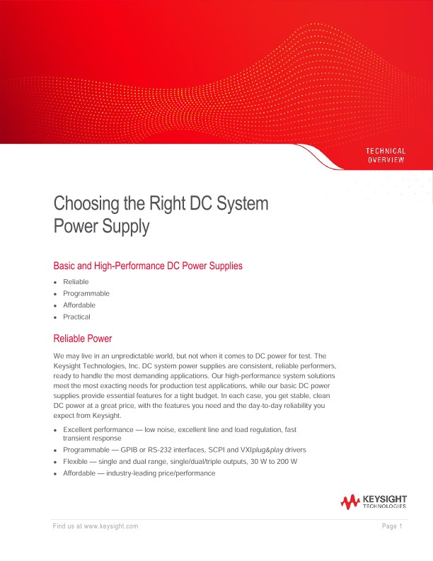Choosing the Right DC System Power Supply PDF Asset Page | Keysight