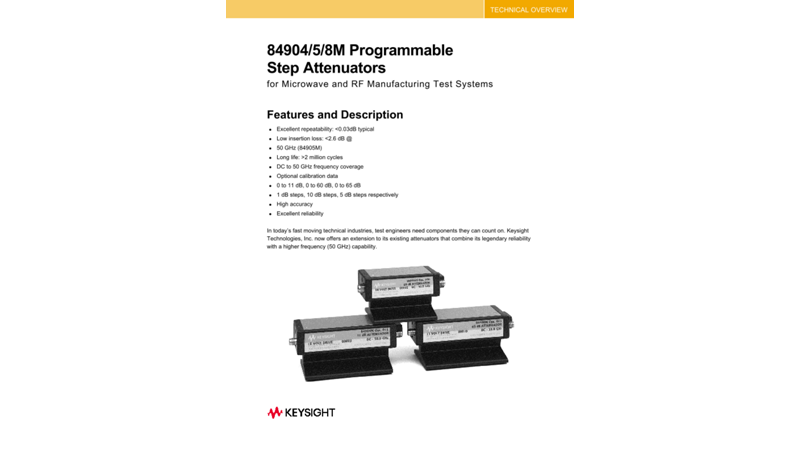 84904M Programmable Step Attenuator, 50 GHz, 11 dB, 1 dB Steps | Keysight