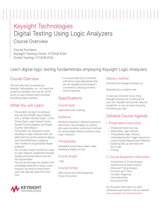 Digital Testing Using Logic Analyzers - Course Overview PDF Asset Page ...