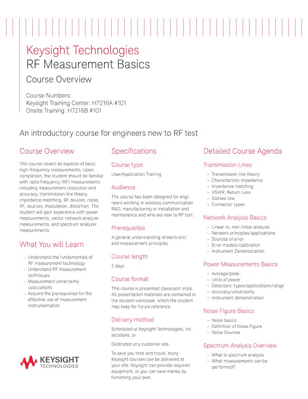 RF Measurement Basics - Course Overview PDF Asset Page | Keysight