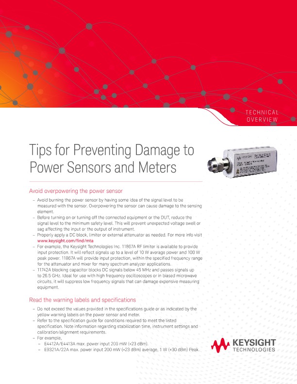 Tips for Preventing Damage to Power Sensors and Meters PDF Asset Page ...
