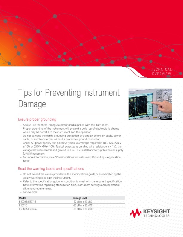 Tips for Preventing Instrument Damage PDF Asset Page | Keysight
