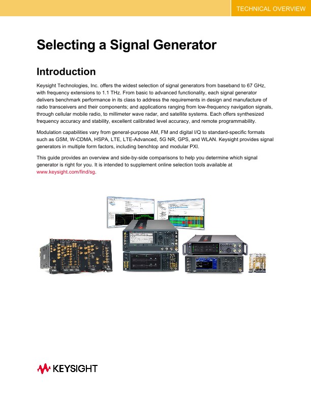 Selecting a Signal Generator PDF Asset Page | Keysight