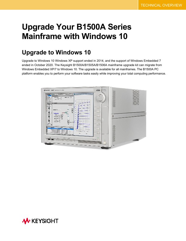Upgrade Your B1500A Series Mainframe with Windows 10 PDF Asset Page ...