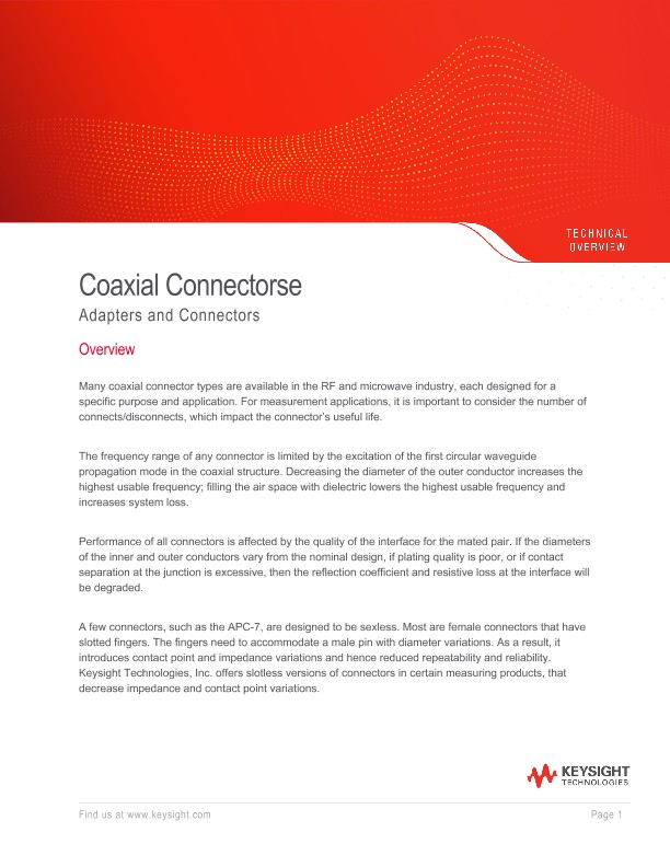 Coaxial Connectors PDF Asset Page | Keysight