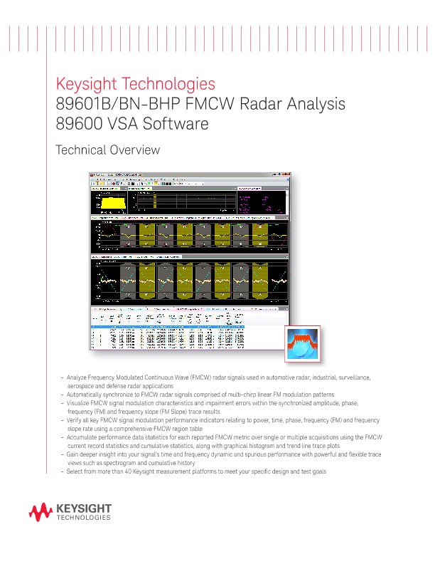 89601B/BN-BHP FMCW Radar Analysis 89600 VSA Software PDF Asset Page ...