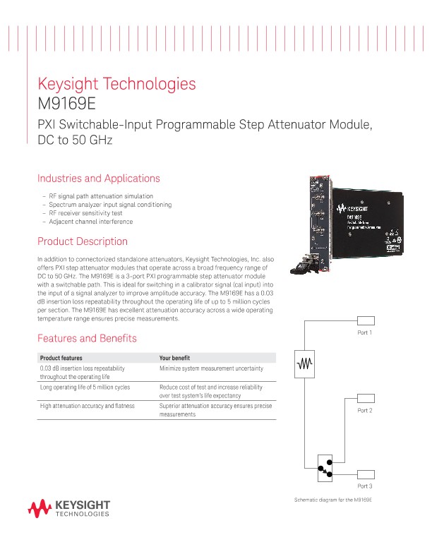M9169E PXI Switchable-Input Programmable Step Attenuator Module PDF ...