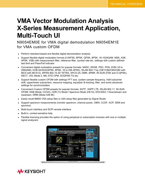 VMA Vector Modulation Analysis X-Series Measurement Application, Multi ...