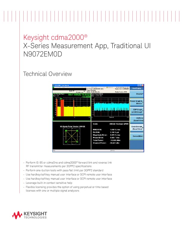cdma2000® X-Series Measurement App, Traditional UI N9072EM0D PDF Asset ...