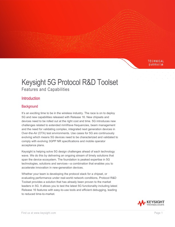 5G Protocol R&D Toolset PDF Asset Page | Keysight