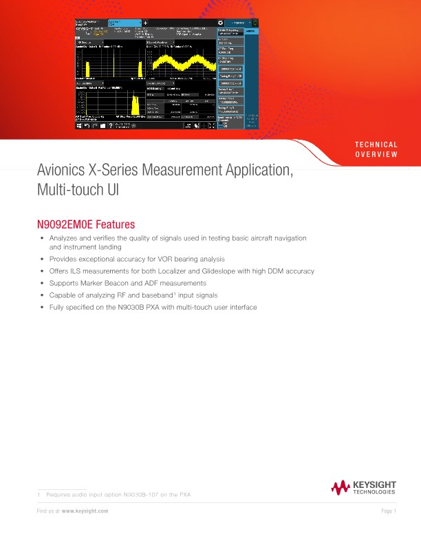 N9092EM0E Avionics X-Series Measurement Application PDF Asset Page ...