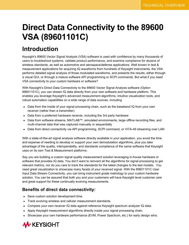 Direct Data Connectivity to the 89600 VSA (89601101C) PDF Asset Page ...