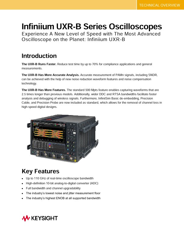 Infiniium UXR-B Series Oscilloscopes PDF Asset Page | Keysight