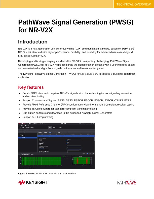 PathWave Signal Generation (PWSG) for NR-V2X PDF Asset Page | Keysight