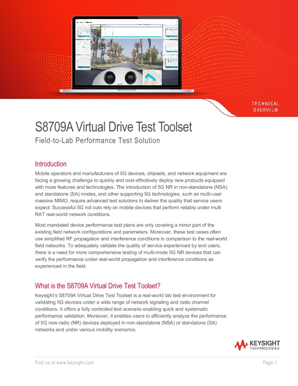 S8709A Virtual Drive Test Toolset PDF Asset Page | Keysight