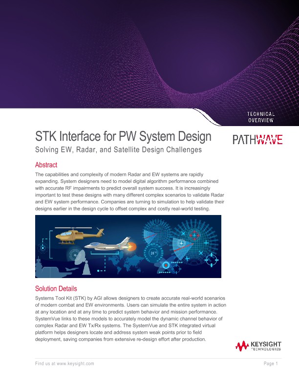 STK Interface for PW System Design PDF Asset Page | Keysight