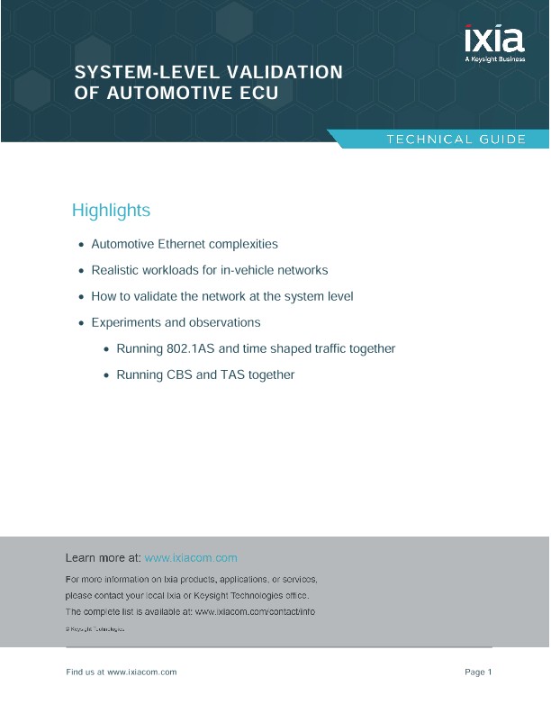 System-Level Validation of Automotive ECU PDF Asset Page | Keysight