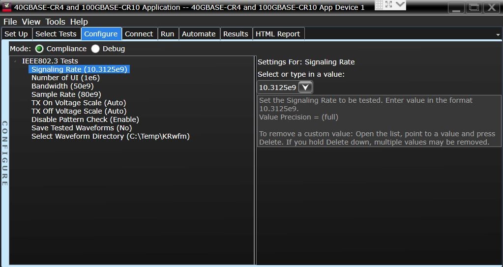 D9010BJAC 40GBASE-CR4 and 100GBASE-CR10 Compliance Test Application ...