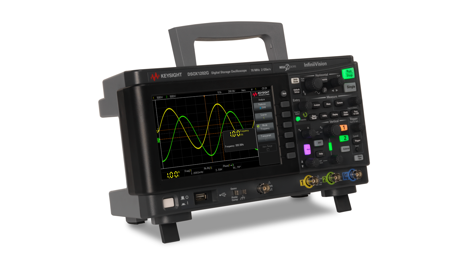 DSOX1202G Oscilloscope: 70/100/200 MHz, 2 Analog Channels, with a built ...