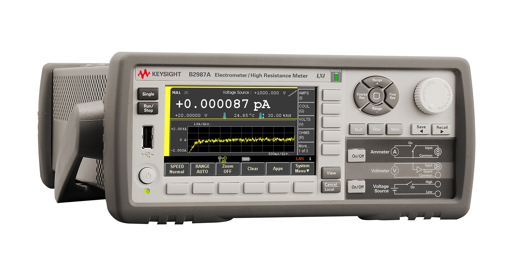 B2987A Electrometer / High Resistance Meter, Battery-Powered,0.01 fA ...