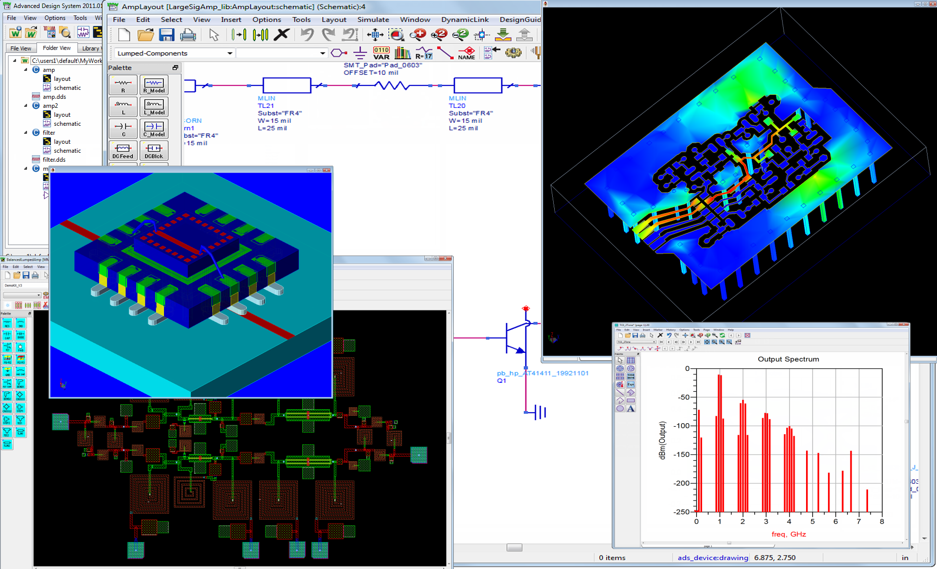 W2243BP ADS Core, Layout, Advanced Layout, RFPro UI, Momentum, FEM ...