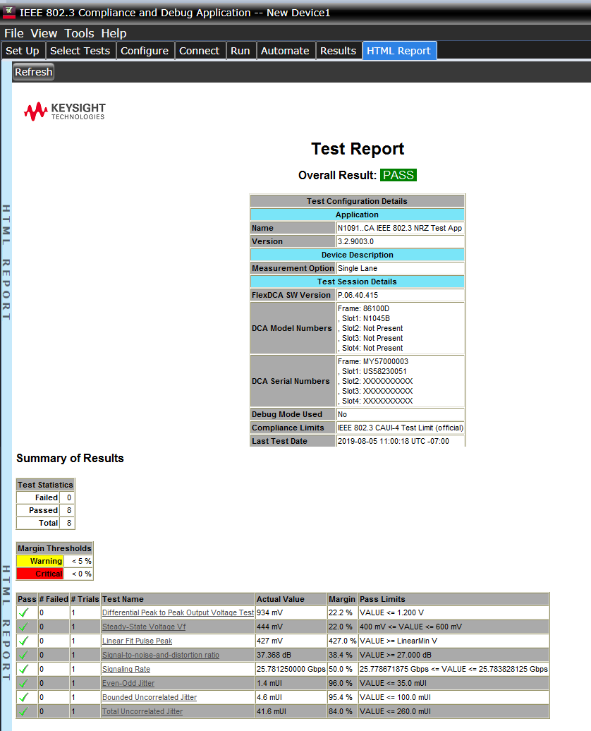 N1091BMCA Electrical TX Test SW for IEEE 802.3bm (XLAUI, CAUI-4, CAUI ...