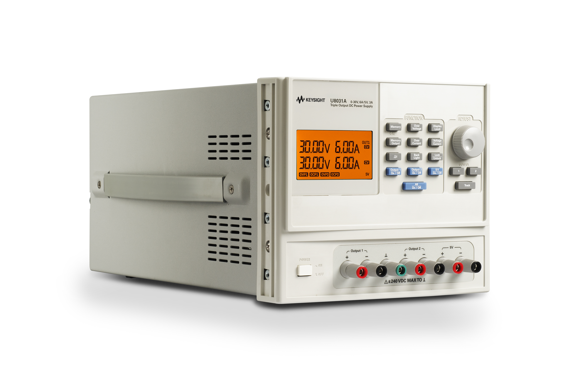 U8031A Triple-Output DC Power Supply, 30 V / 6 A (2x) and 5 V / 3 A ...